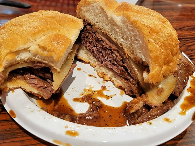 The legendary roast beef sandwich in all its glory—tender meat cascading with jus, nestled in a perfect roll. This isn't lunch; it's a Pennsylvania pilgrimage.
