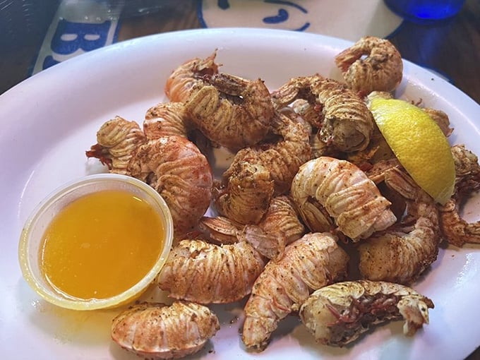 Rock shrimp in all their golden-fried glory – these little crustacean cousins to lobster are what food dreams are made of.
