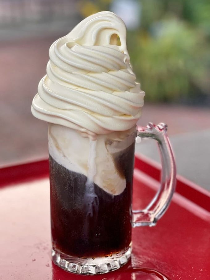 The crown jewel: a root beer float so perfectly constructed it deserves its own architectural award—where creamy vanilla ice cream meets handcrafted root beer in frothy harmony.