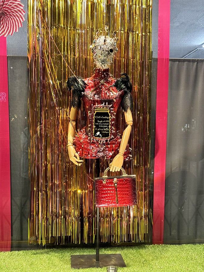 Gold lamé meets mannequin magic—because even window displays deserve their Studio 54 moment.