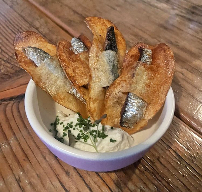 These aren't your grandfather's tin sardines – they're the Cadillac of fish-on-chip combinations, complete with cultured butter.