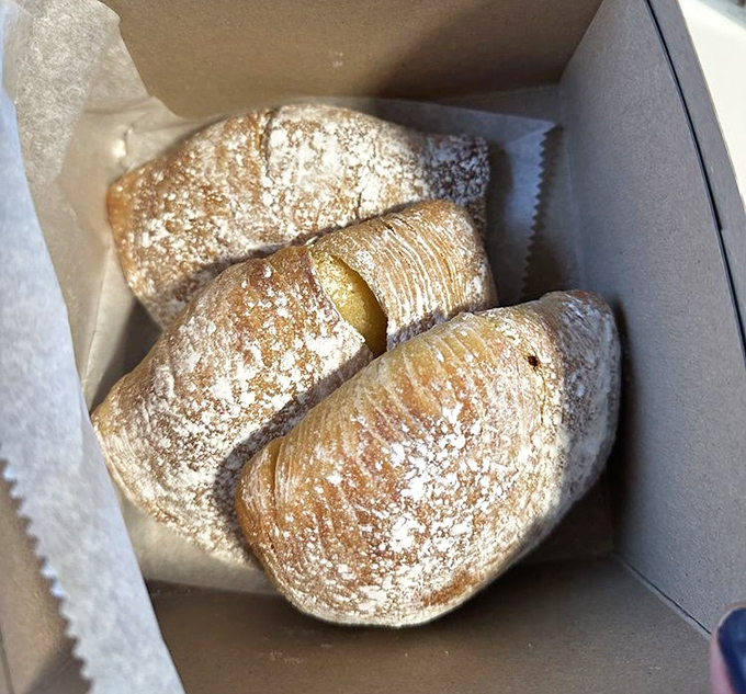 Behold the sfogliatelle—nature's perfect design. Those delicate, flaky layers shattering between your teeth is what I imagine winning the lottery feels like.
