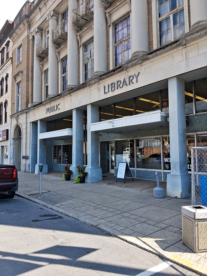 The stately Shamokin Public Library stands as a temple to knowledge, free WiFi, and blessed air conditioning during summer heat waves.