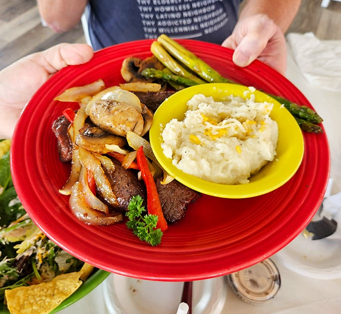 These sirloin tips aren't just cooked, they're transformed – a symphony of beef, mushrooms, and peppers that makes you want to applaud between bites.