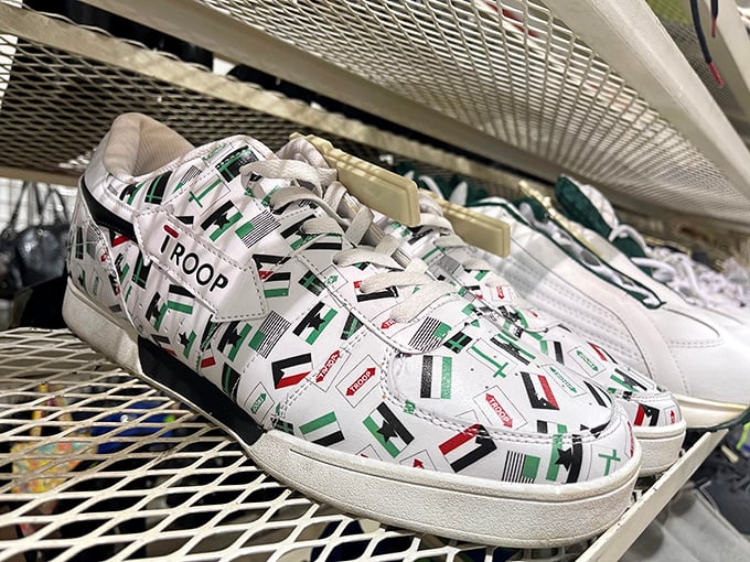 These flag-adorned "Troop" sneakers aren't just footwear; they're a walking United Nations summit for your feet.