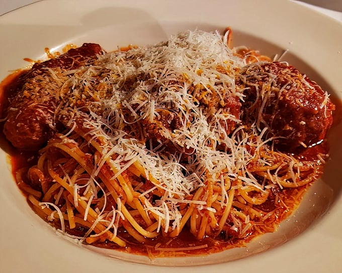 Spaghetti and meatballs—the Sinatra of pasta dishes. Perfect twirls of al dente pasta swimming in rich red gravy with meatballs that deserve their own fan club.