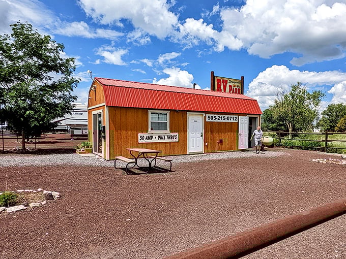 This charming RV office welcomes road warriors with its barn-style architecture and promise of full hookups – the five-star hotel of the nomadic set.