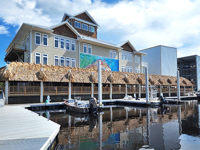 Not just a marina, but a waterfront social hub where boats rest after a day's adventure and fishing tales grow taller by the hour.