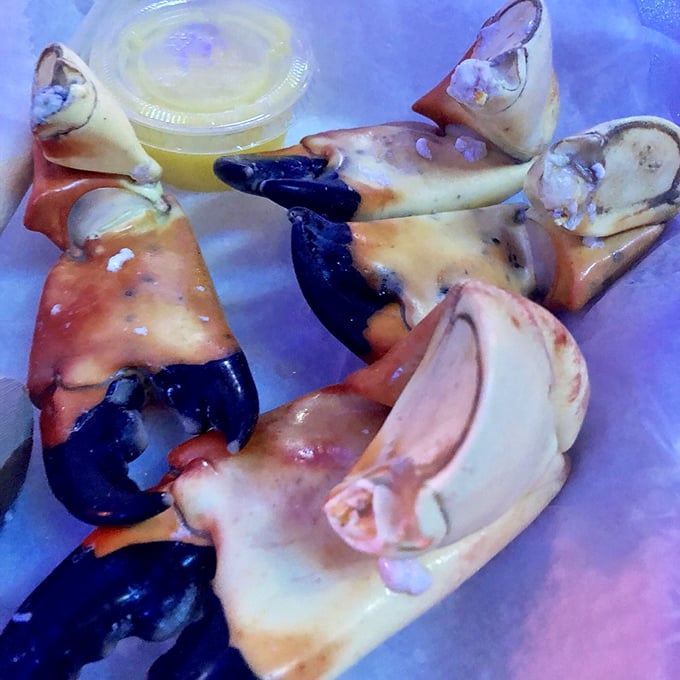 Stone crab claws that make you question every other seafood choice you've ever made. Sweet, succulent meat that needs nothing more than that mustard sauce.