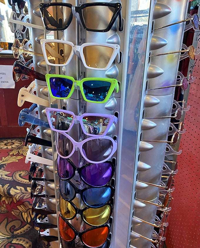 Sunglasses in every shade of audacious—because in Portland, even on cloudy days, your style statement should be crystal clear.