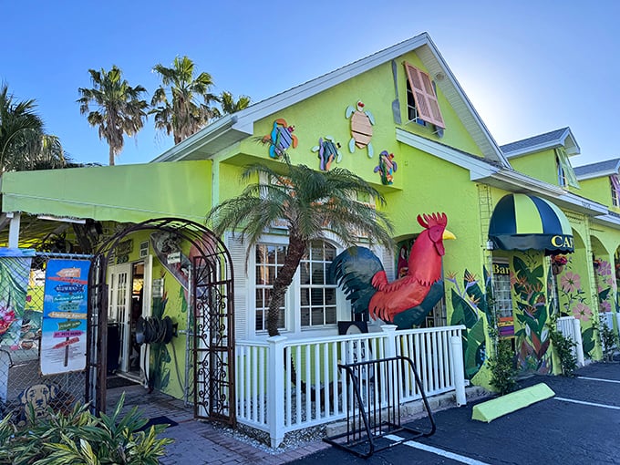 The Sweet Sage Cafe brings Key West vibes without the seven-hour drive. This lime-green beacon of breakfast bliss would make Jimmy Buffett feel right at home.