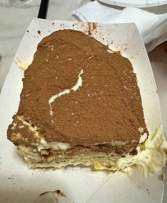 Behold the star attraction: layers of espresso-soaked cake and mascarpone cream dusted with cocoa—tiramisu that's worth crossing county lines for.