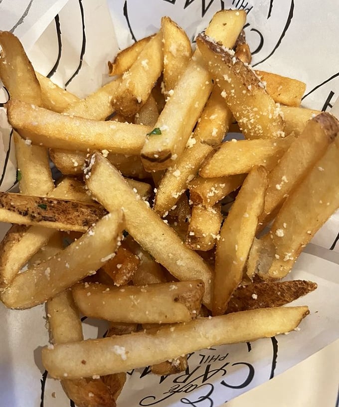 Golden, crispy, and dusted with truffle magic. These aren't just fries; they're what potatoes dream of becoming when they grow up.