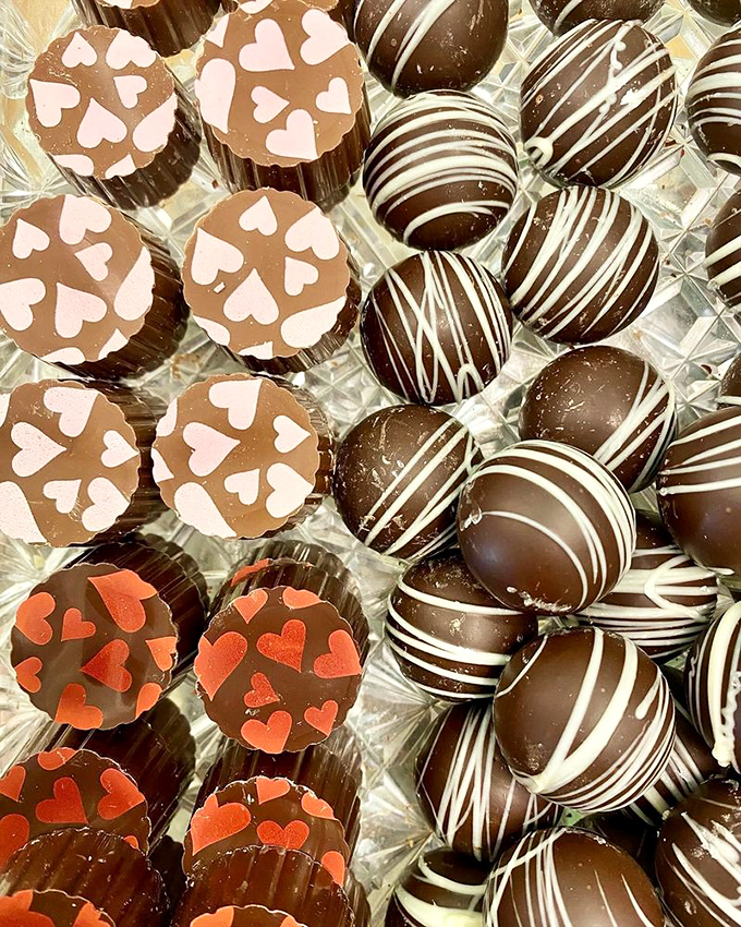 Chocolate truffles adorned with hearts aren't just for Valentine's Day—they're for "I survived Monday" day and "It's 3pm and I deserve this" o'clock.