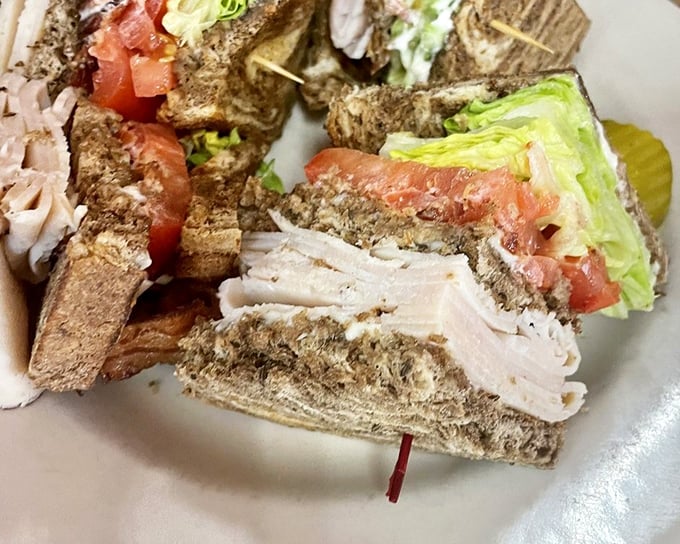 The legendary turkey club isn't trying to reinvent the sandwich wheel—it's just perfecting it with layers of real roasted turkey, crisp lettuce, and bacon that means business.