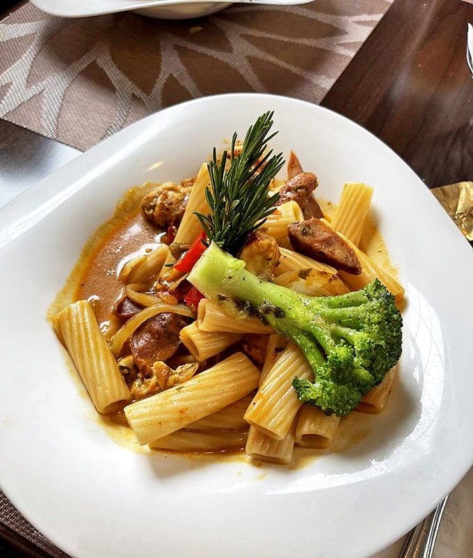 The legendary Ukrainian Stroganoff arrives like a pasta dream team—tender meat, vibrant vegetables, and a sauce you'll be tempted to drink directly from the plate.