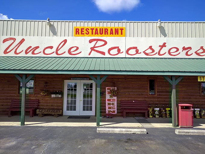 Uncle Roosters isn't trying to be trendy with its rustic log cabin aesthetic – it was country cool long before urban restaurants started charging extra for it.