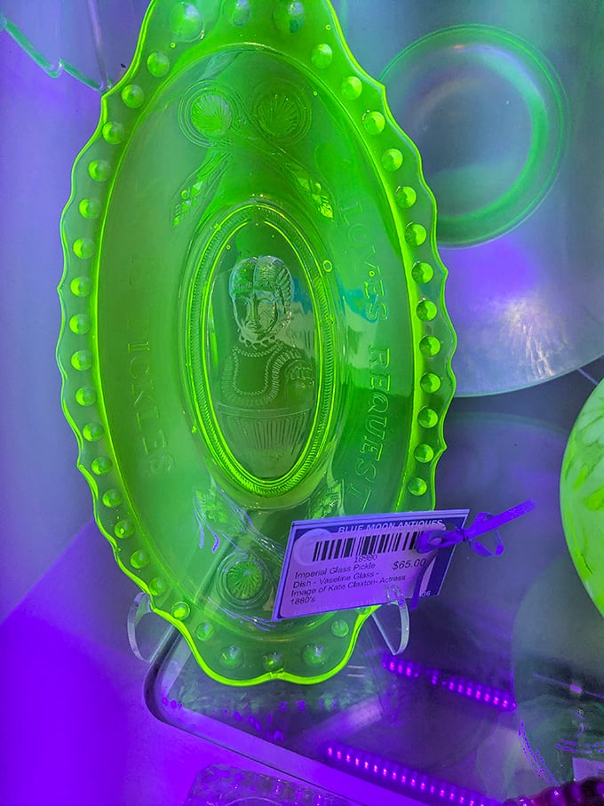 Uranium glass glows with otherworldly charm under UV light. Before you ask—no, it won't give you superpowers, but it will certainly start conversations.