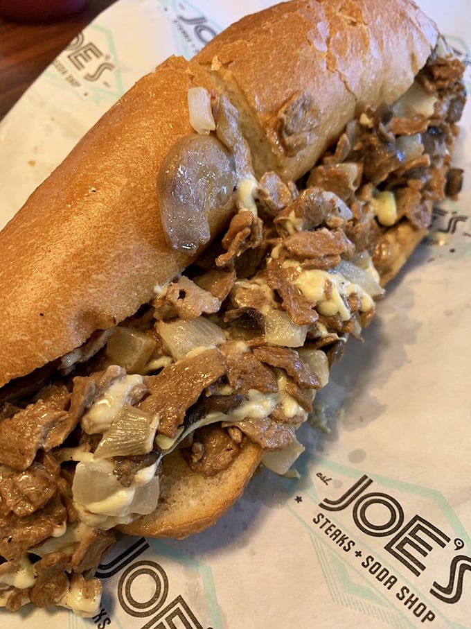 This vegan cheesesteak performs culinary magic – transforming plants into a sandwich so satisfying even die-hard meat lovers find themselves nodding in surprised approval.