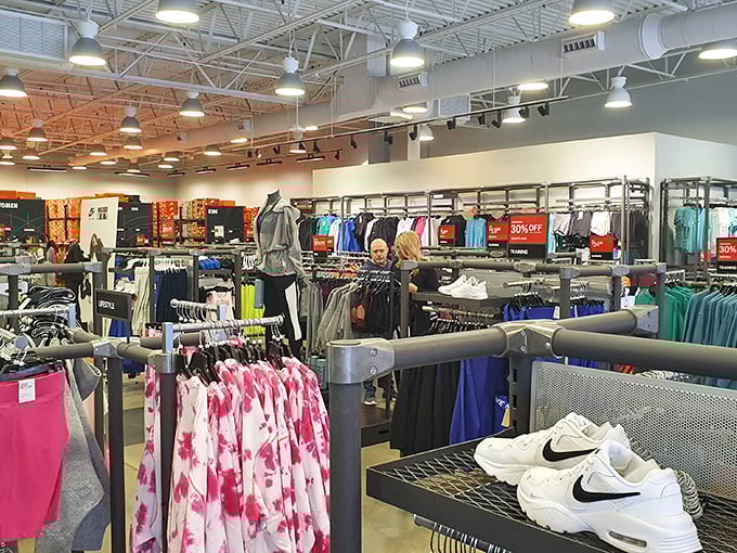 The Nike outlet's athletic wear display could motivate even the most dedicated couch potato to consider training for something – perhaps a marathon shopping session.