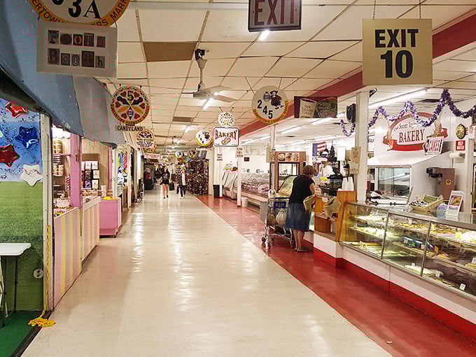Wide, welcoming aisles lead you past bakeries and specialty shops. It's like Main Street America decided to move indoors and throw a party.