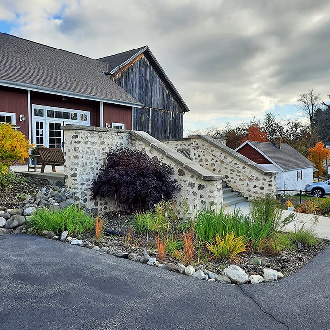 Where barn meets beauty: this stone staircase and rustic structure showcase Wisconsin's knack for turning agricultural heritage into architectural eye candy.