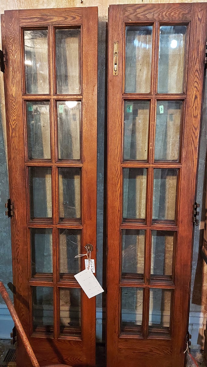 These aren't just doors—they're portals to the past. Beautifully preserved oak with original hardware, waiting for their next chapter.