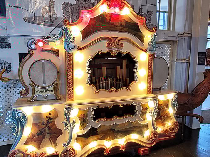 Not your average music box! This ornate Wurlitzer Band Organ once provided the soundtrack to countless childhood memories, its melodies echoing through generations.