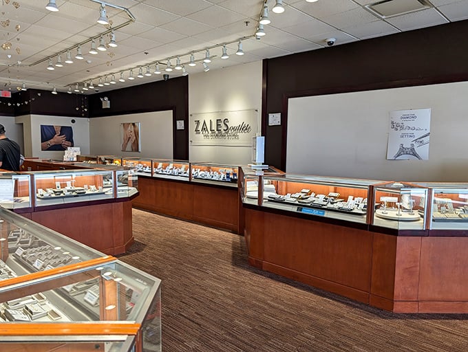 Zales outlet gleams with possibility—where engagement rings and anniversary gifts become surprisingly attainable. Diamonds are forever; these prices are not.