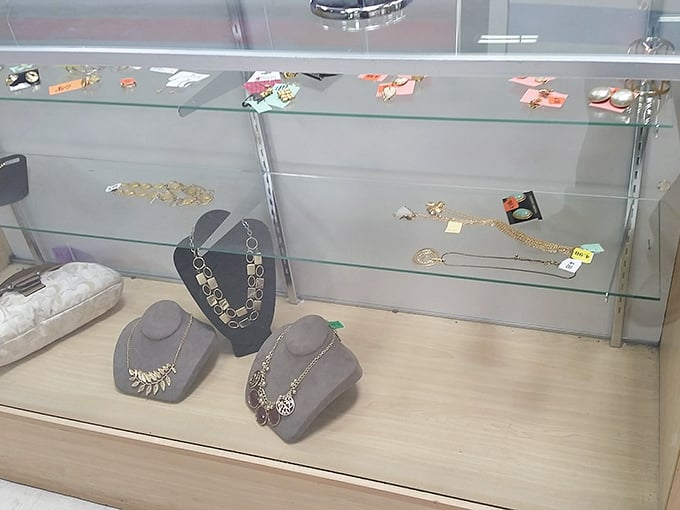 The jewelry case—where someone's "I'll never wear this again" becomes your "Where have you been all my life?" Treasure hunting at its finest.