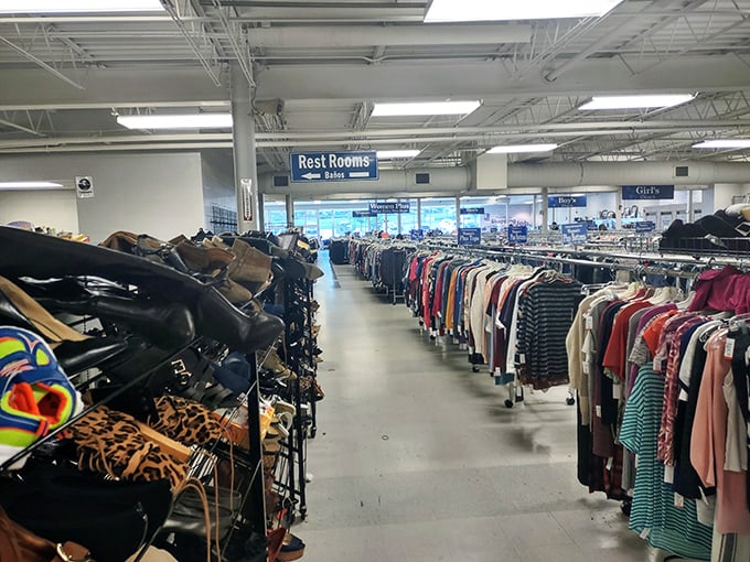 The clothing section stretches into infinity – like a department store where everything costs less than your morning latte.
