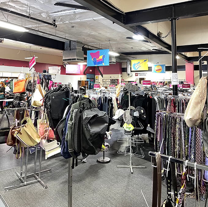 Handbag heaven or accessory apocalypse? Either way, this corner offers more options than a Netflix browsing session on a rainy Sunday.
