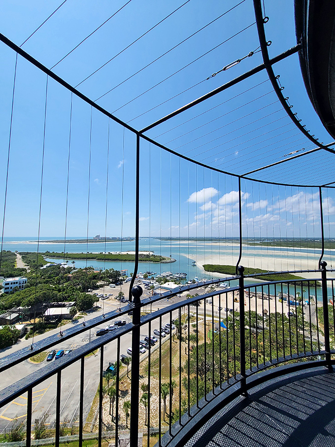 From this lofty perch, even the most dedicated beach-goers look like tiny dots on nature's screensaver—Florida's coastline in panoramic glory.