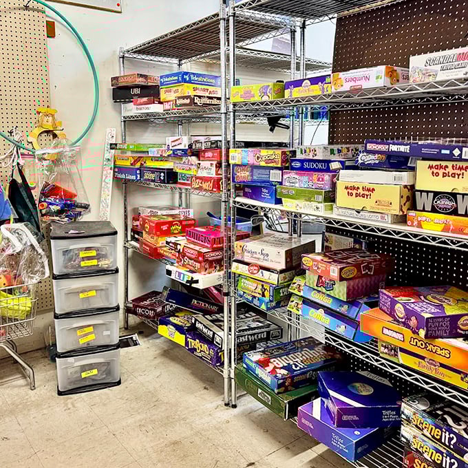 Board game heaven! From vintage Monopoly to modern Settlers of Catan, these boxes contain rainy day entertainment that doesn't require charging or Wi-Fi.