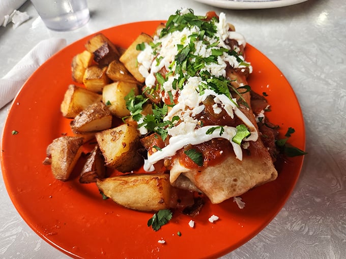 Not all heroes wear capes—some come wrapped in tortillas. This breakfast burrito, crowned with sour cream and salsa, might just save your morning.