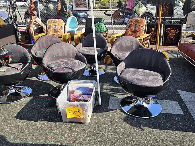 Those swivel chairs from the Space Age era when furniture believed it could defy gravity.