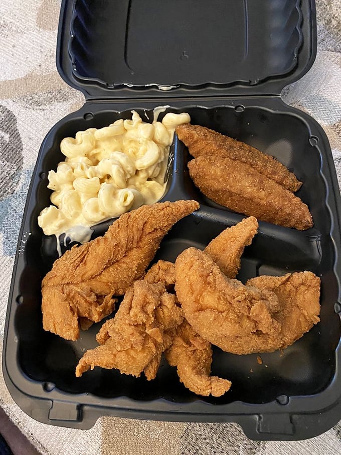 Golden-brown perfection alongside creamy mac and cheese. This isn't just comfort food—it's a warm hug on a particularly bad day.