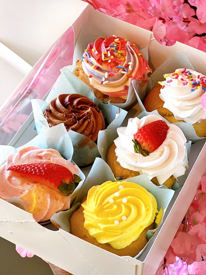 A box of joy in cupcake form! These colorful confections prove that "free-from" doesn't mean free from flavor—quite the opposite.