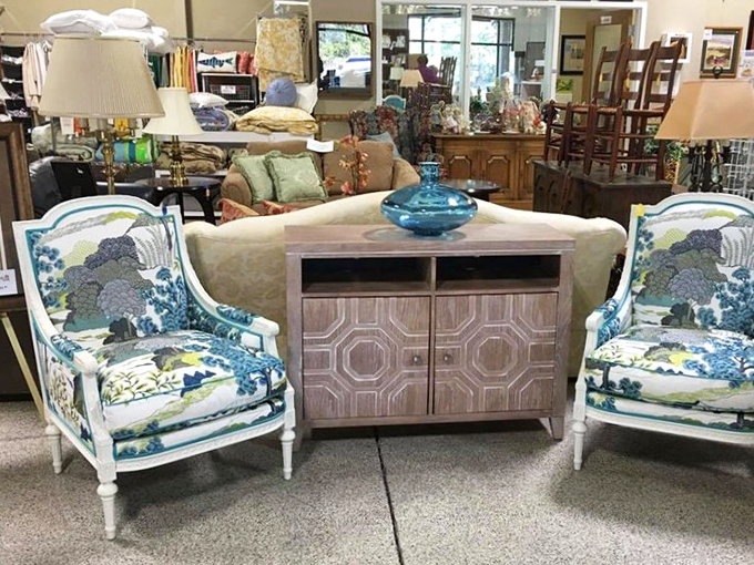 These matching blue-and-white chairs aren't just furniture—they're conversation pieces waiting to tell new stories in your living room.
