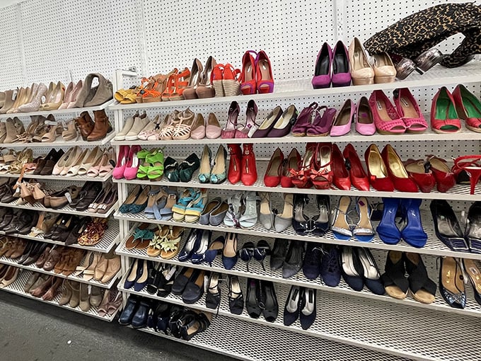 A rainbow of footwear possibilities awaits. Like Cinderella's fairy godmother went into business with a serious inventory management system.