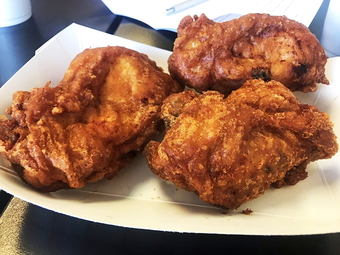 Golden-brown perfection that makes you want to skip the fork. This chicken doesn't need fancy plating—it's the crunch and juiciness that steal the show.