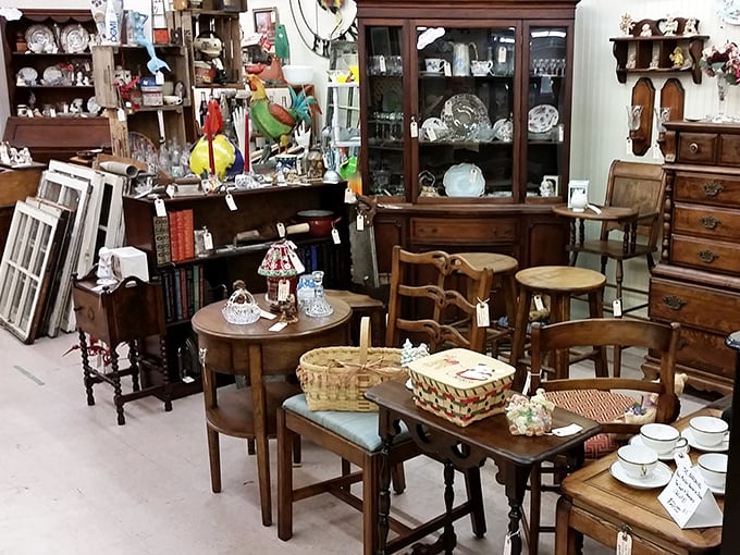 Wooden furniture with stories to tell, arranged in cozy vignettes that make you wonder which piece might become the star of your living room.