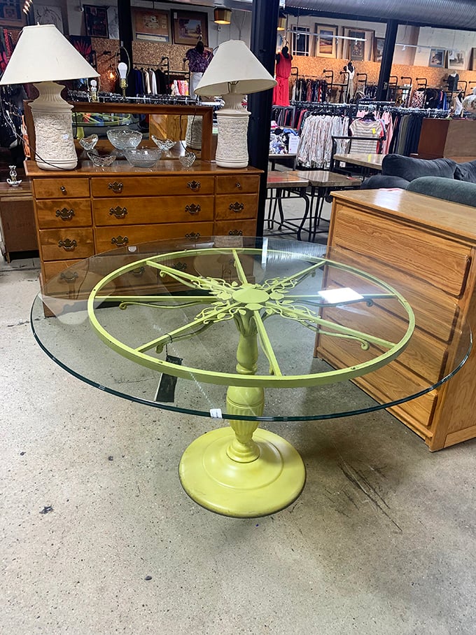 That chartreuse glass table isn't just a conversation piece—it's the beginning of a whole new design direction for your living room.