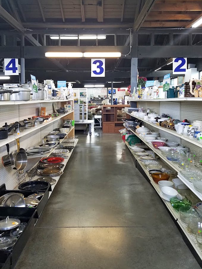 Aisle 3's kitchenware section – where forgotten fondue sets and perfectly good pots find redemption in new hands.