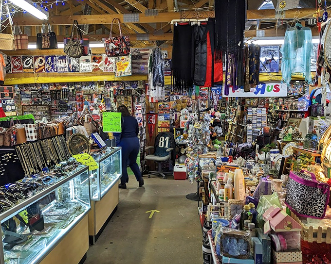 Narrow aisles packed with possibility—where one person's "I don't need this anymore" becomes another's "I can't believe I found this!"