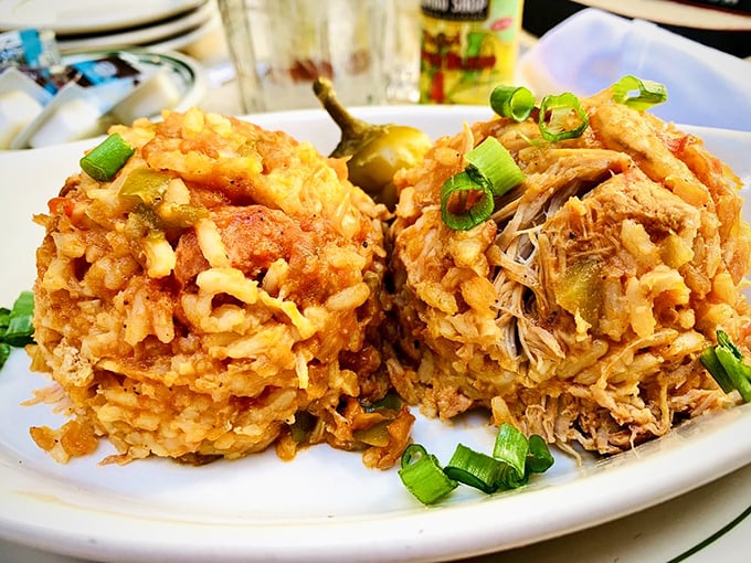 Jambalaya that doesn't just sit on the plate—it performs, with each grain of rice playing its part perfectly.