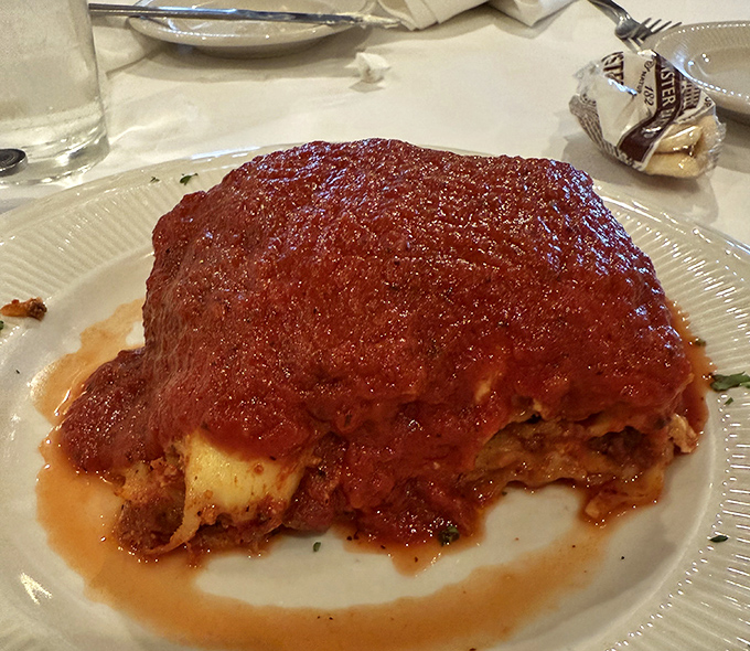 This lasagna isn't just a meal, it's an architectural marvel – layers of pasta, cheese, and sauce in perfect harmony, like the Italian version of the Grand Canyon.