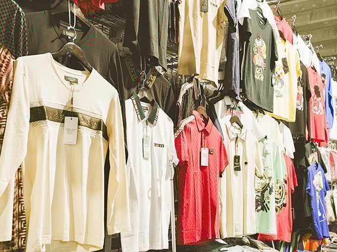 Fashion finds hang expectantly, each garment whispering, "Take me home, I'm new with tags and cost less than your morning latte."