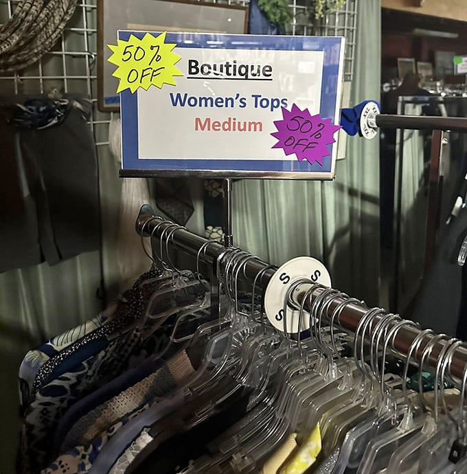 Boutique finds at bargain basement prices. Those 50% off tags aren't just discounts—they're permission slips to reinvent your wardrobe guilt-free.