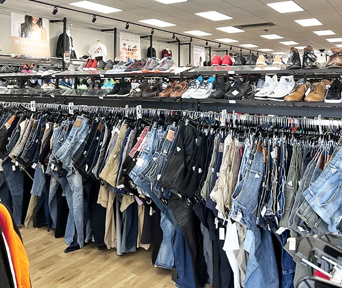 Denim heaven isn't a myth—it's right here in Greenville. The holy grail of jeans awaits among these perfectly organized racks.